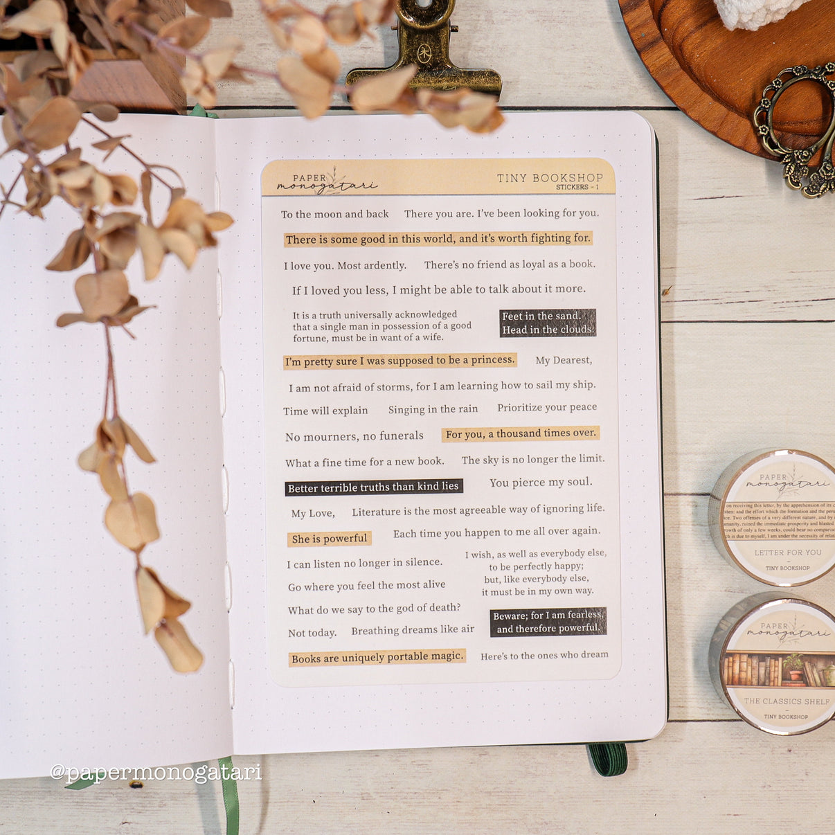 Book Quote Stickers - Tiny Bookshop #2 – Paper Monogatari