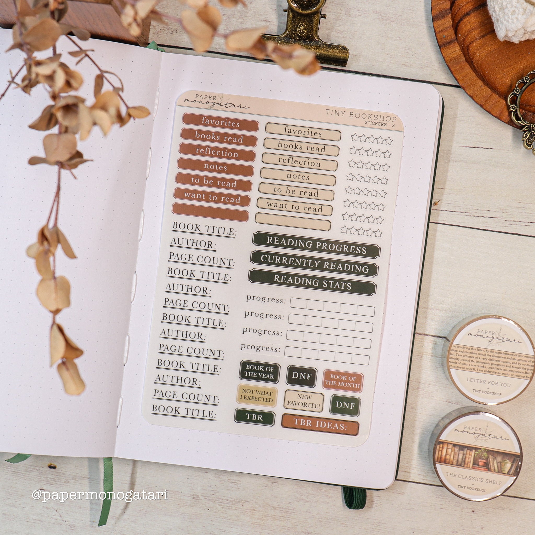 Reading Journal Stickers - Tiny Bookshop #3 – Paper Monogatari