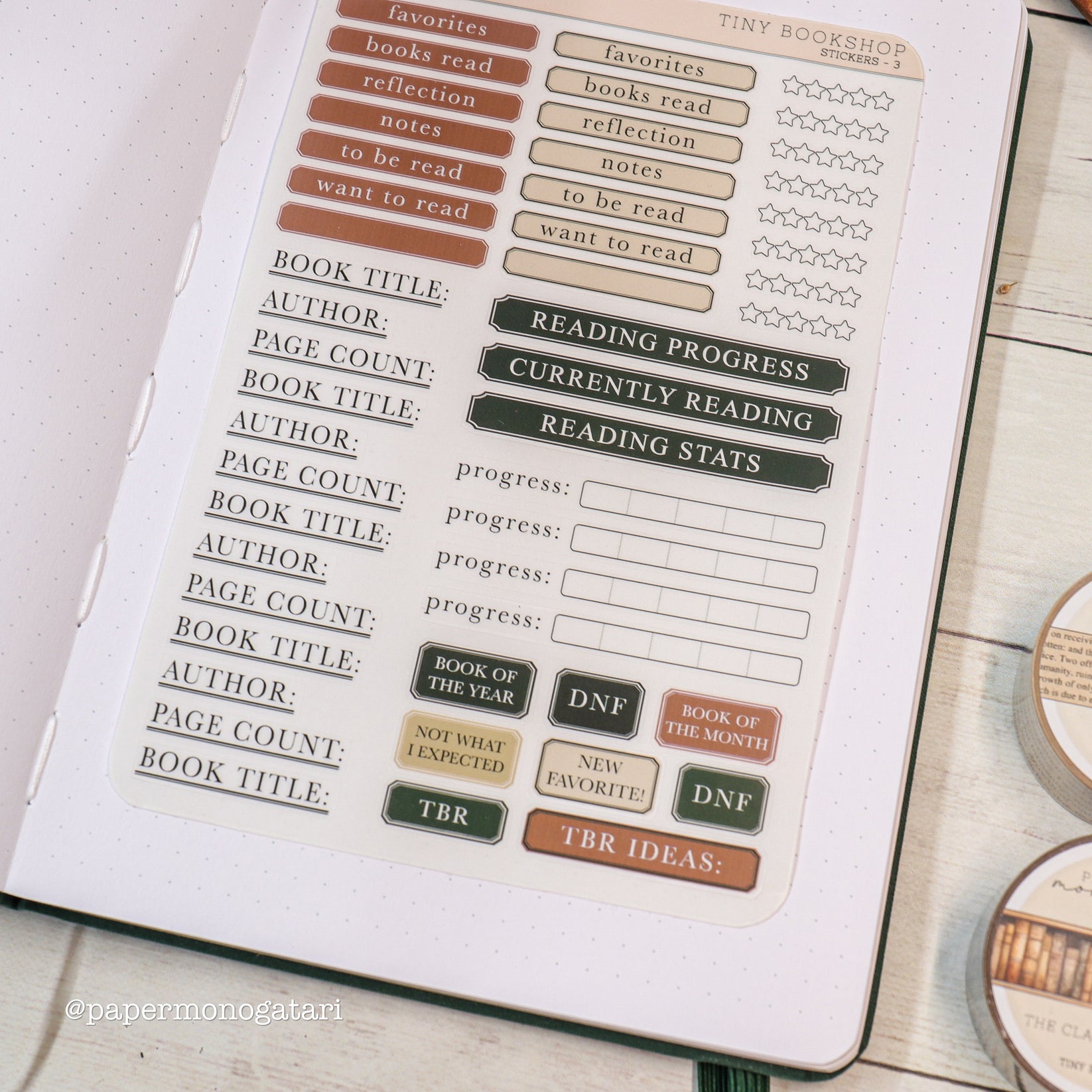 Reading Journal Stickers - Tiny Bookshop #3 – Paper Monogatari