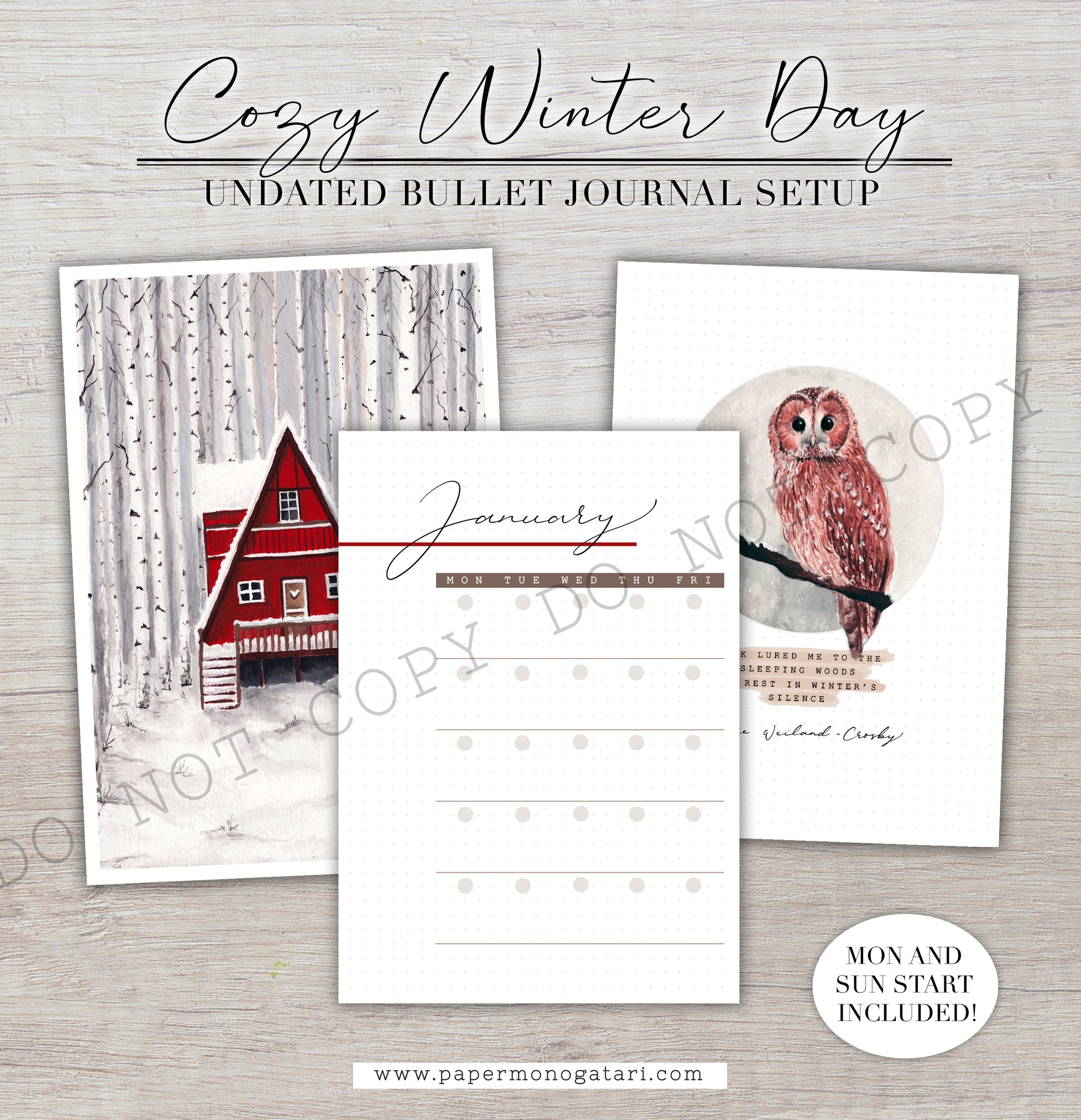 Cozy Winter Day | Digital Bullet Journal Theme (Undated: Jan, Feb + Bl ...