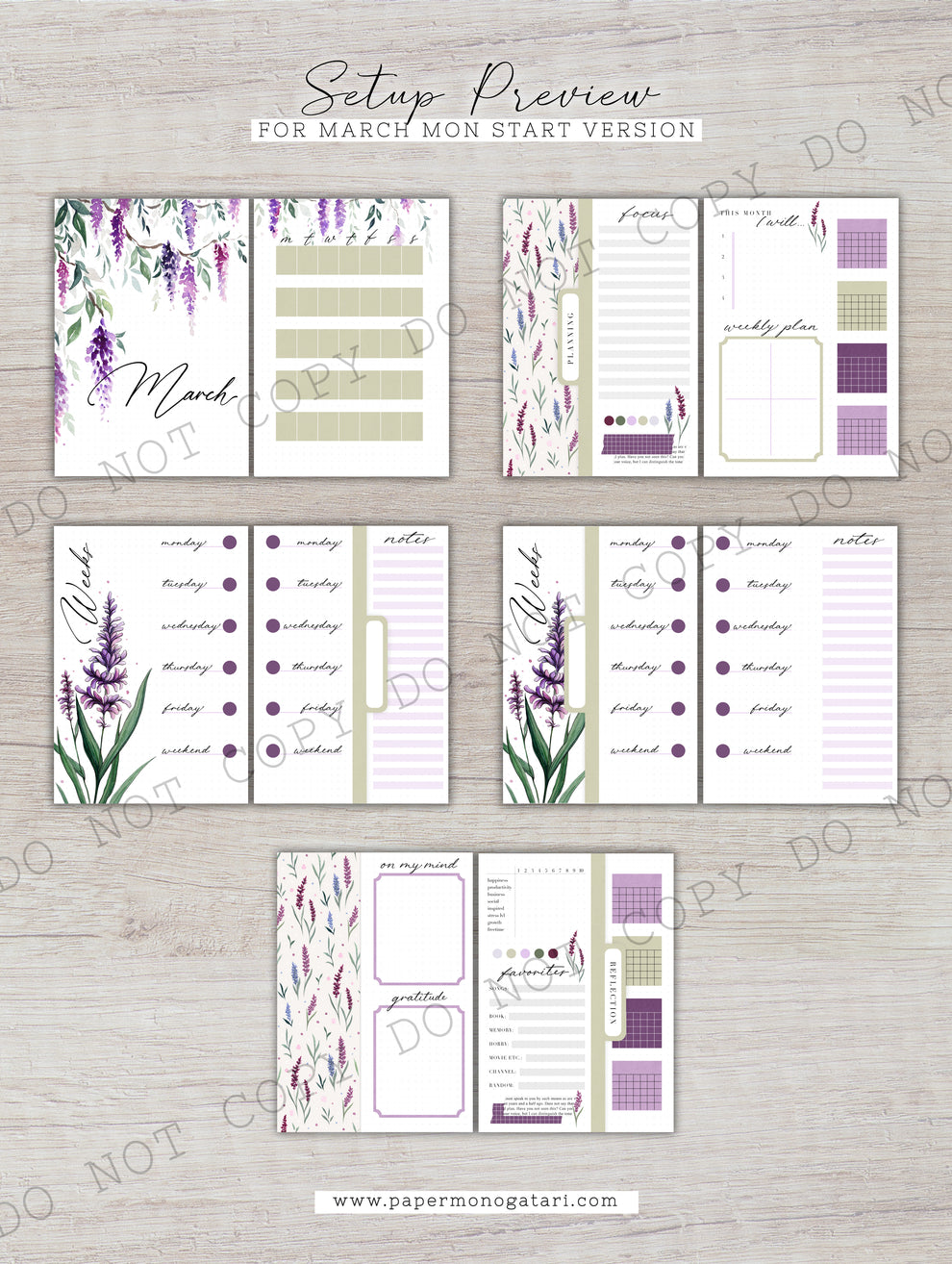 Whispering Wisteria | Digital Bullet Journal Theme (Undated: Mar, Apr ...