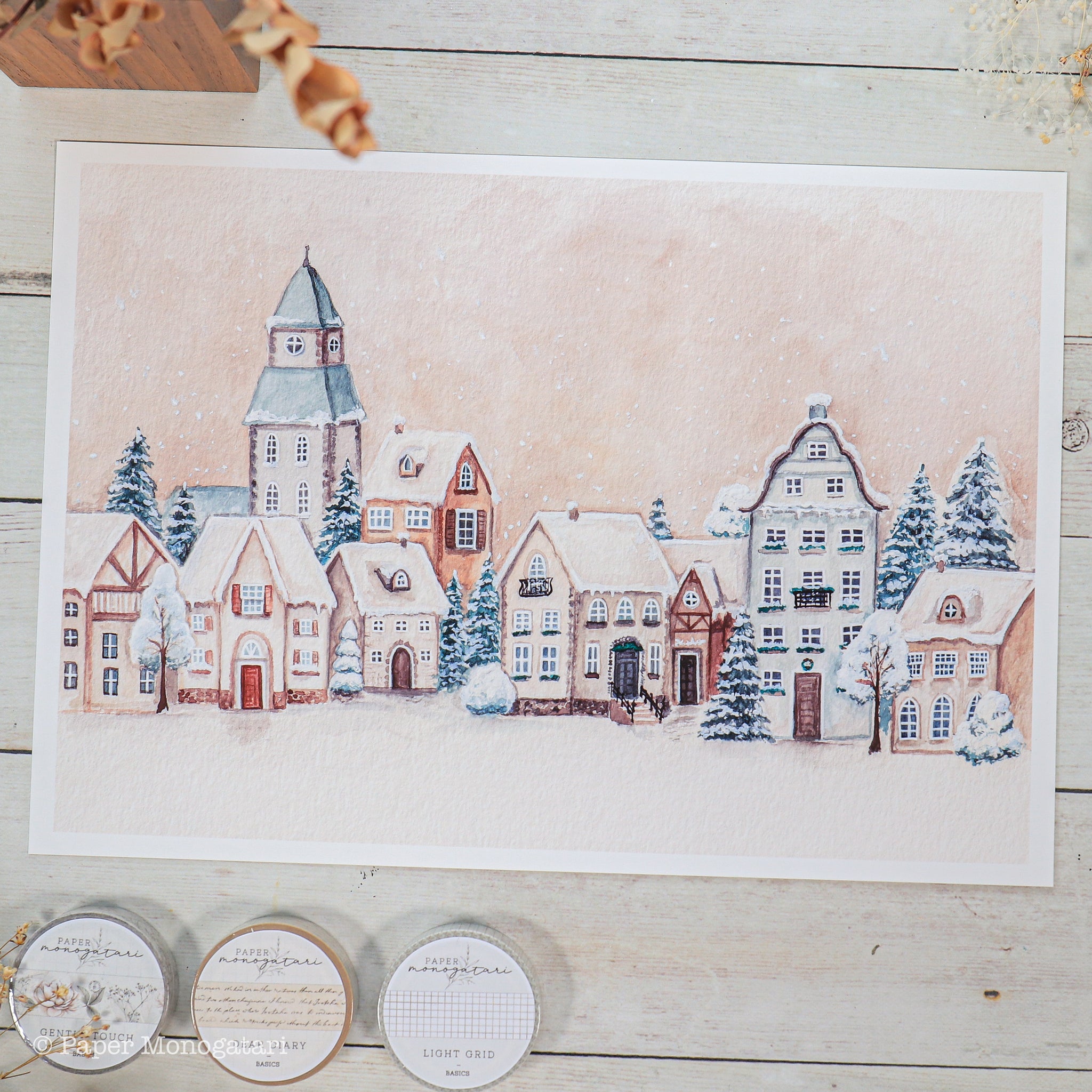 'Winter Village'- Art Print – Paper Monogatari