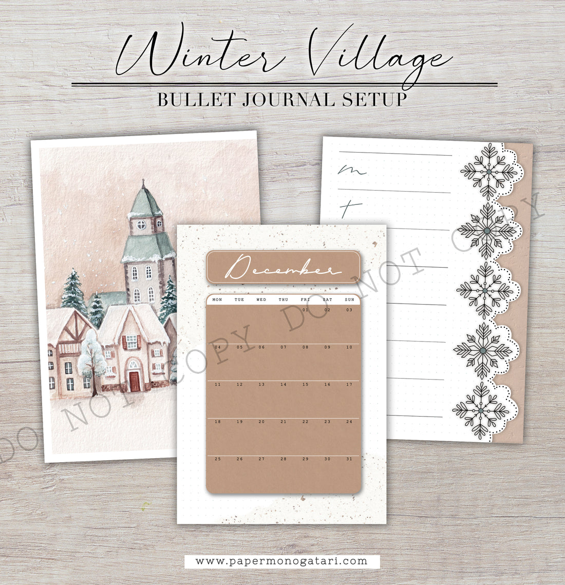 Winter Village | Digital Bullet Journal Theme – Paper Monogatari